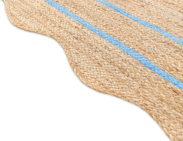 Wavy Edge Jute Rug 4'x6' Wavy Border Scalloped Rug 8'x10' for Living r