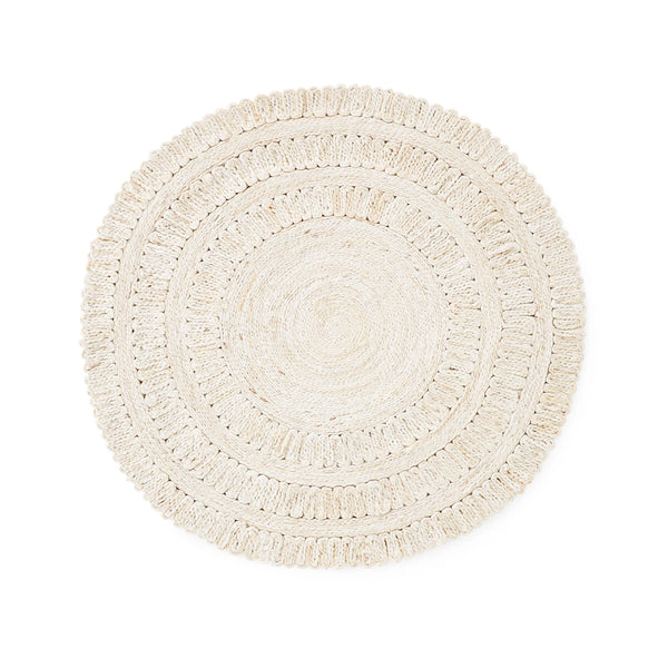 Off White / Ivory Jute Round Area Rug Farmhouse Round Jute Rugs Braide