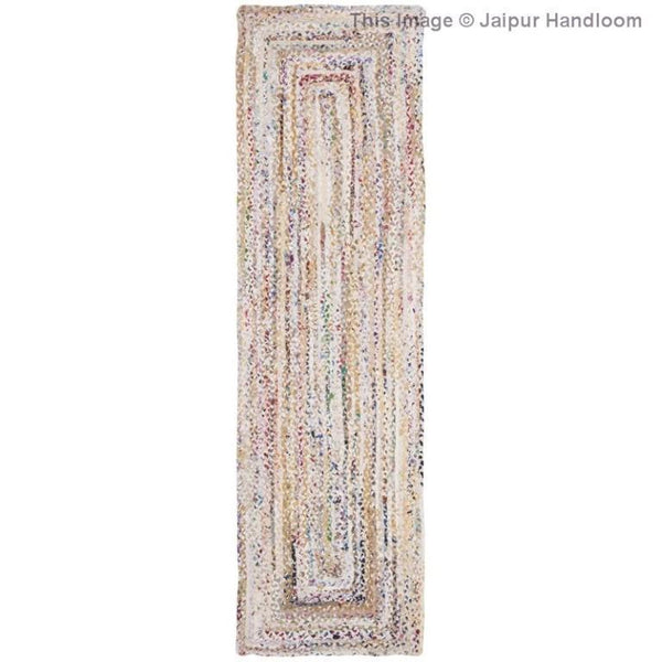 White Braided Hallway Runner, 2 X 18 Feet Long Living Room Rug Runner
