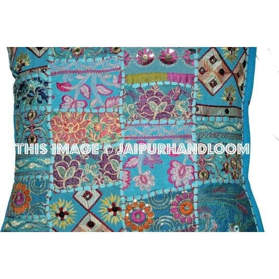 20" Blue Decorative Patchwork Throw Pillows for couch boho toss pillows