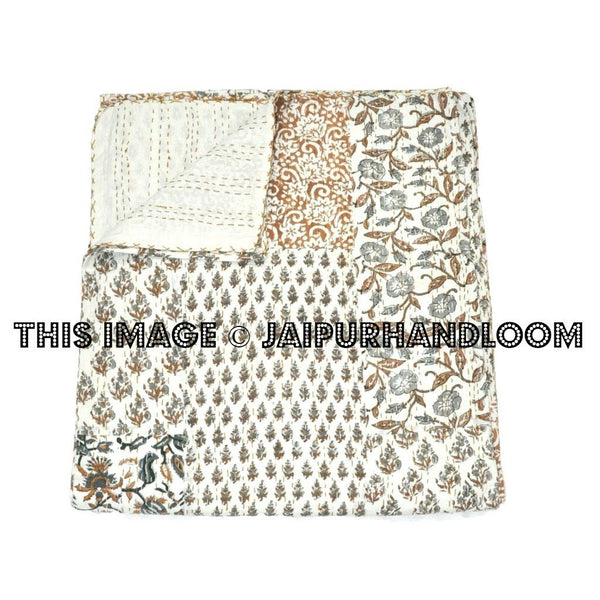 Indian patchwork Kantha Quilt, Patchwork Kantha Throw