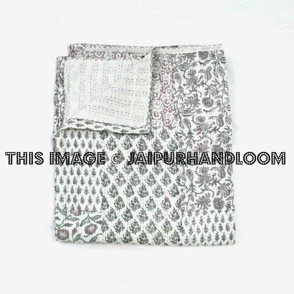 Queen patchwork Kantha Quilt, Patchwork Kantha Throw